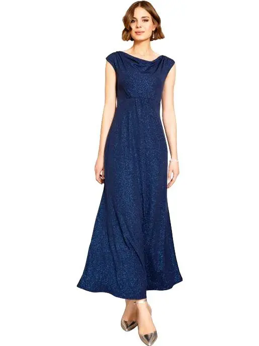 ALIE STREET LONDON Cowl Neck Maxi Dress - Glitter Blue