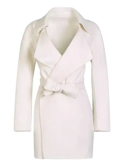 Anne Fontaine Delacroix Wool Blend Coat - Moon White