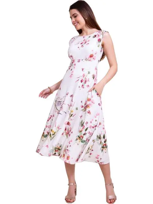 ALIE STREET LONDON Luna Boat Neck Sleeveless Midi Dress - Petal Pink Floral