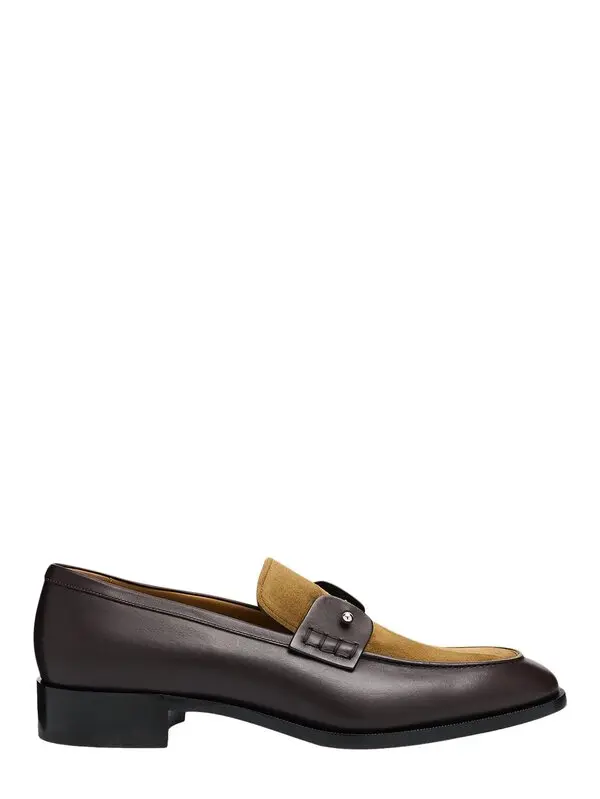 CHRISTIAN LOUBOUTIN Chambelimoc Leather & Suede Loafer - Cafe/bronzo