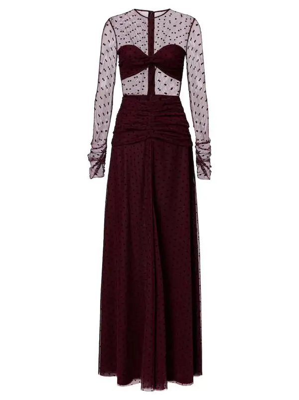 Rebecca Vallance Barbera Point D'esprit Tulle Gown - Burgundy