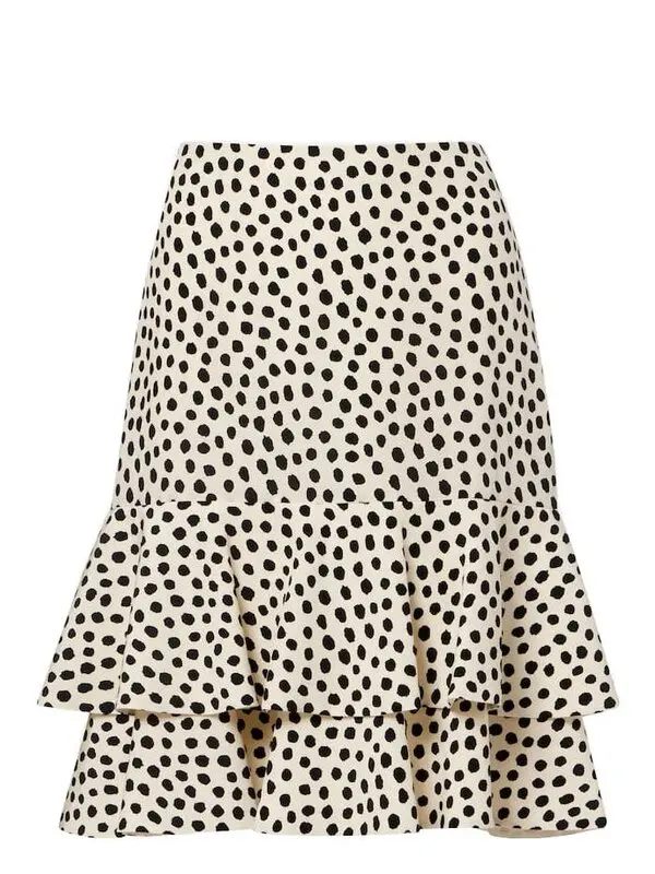 Chloé Polka-dot Tiered Silk Miniskirt - White