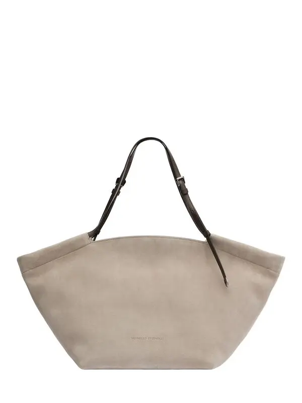 Brunello Cucinelli Large Suede Tote Bag - Beige