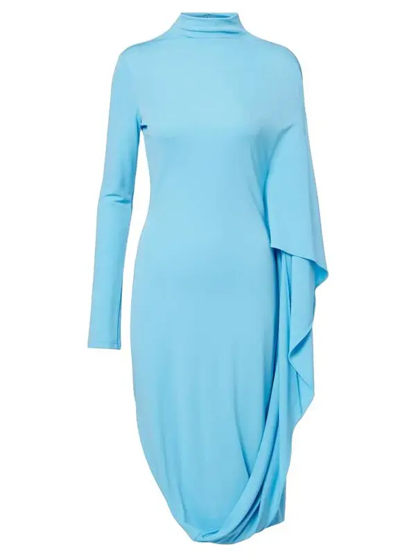 Stella McCartney Draped Jersey Midi Dress - Blue
