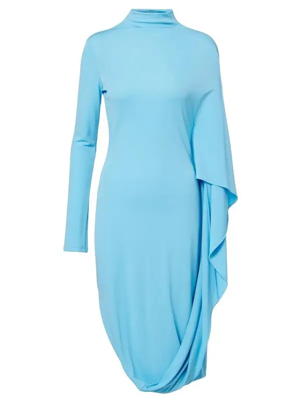 Stella McCartney Draped Jersey Midi Dress - Blue