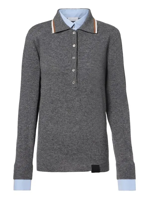 Stella McCartney Layered Virgin Wool Polo Sweater - Grey