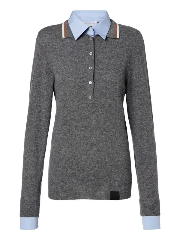 Stella McCartney Layered Virgin Wool Polo Sweater - Grey