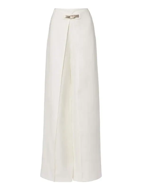Ralph Lauren Imann Pleated Linen Wide-leg Pants - White