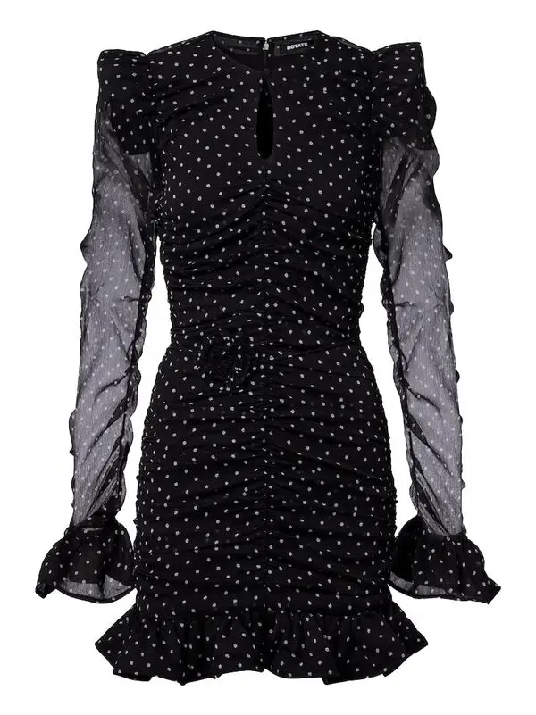 Remain Birger Christensen Torana Polka-dot Ruched Minidress - Black
