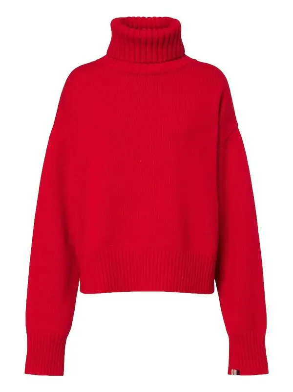 Extreme Cashmere Crop Turtleneck Sweater - Red