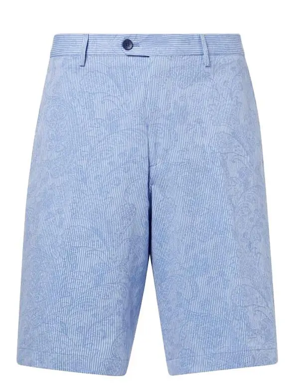 Etro Paisley Cotton Bermuda Shorts - Blue