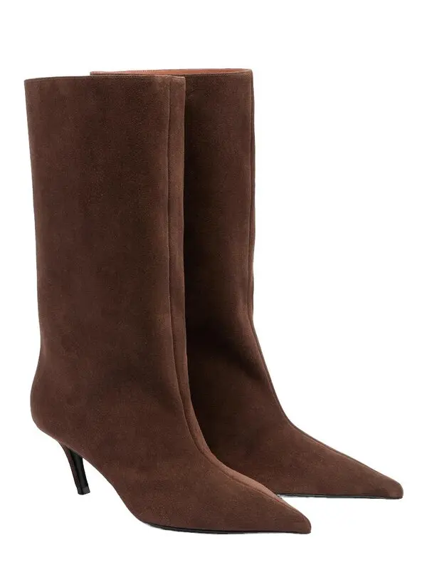 Amina Muaddi Fiona Suede Boots - Brown