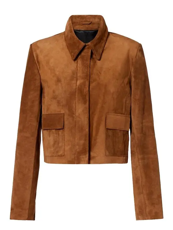 Nour Hammour Bleeker Cropped Suede Jacket - Brown