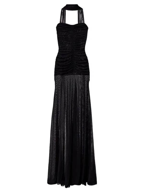 BANANHOT Ruched Jersey Maxi Dress - Black