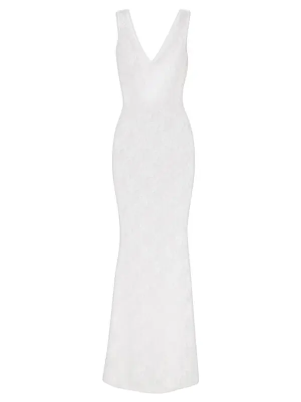 BANANHOT Adel Sheer Lace Maxi Dress - White