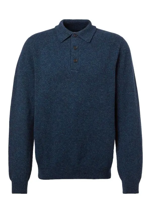Sunspel Wool Polo Shirt - Blue