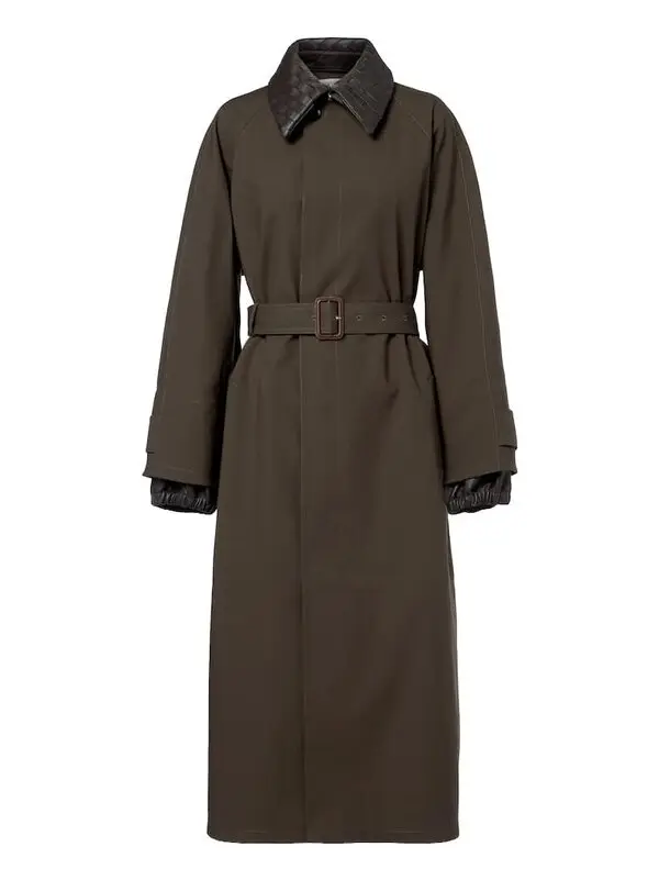 Bottega Veneta Intrecciato Cotton-blend Trench Coat - Green