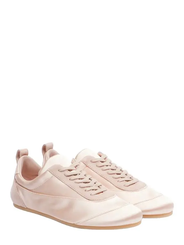 JIL SANDER Floor Suede-trimmed Satin Sneakers - Pink