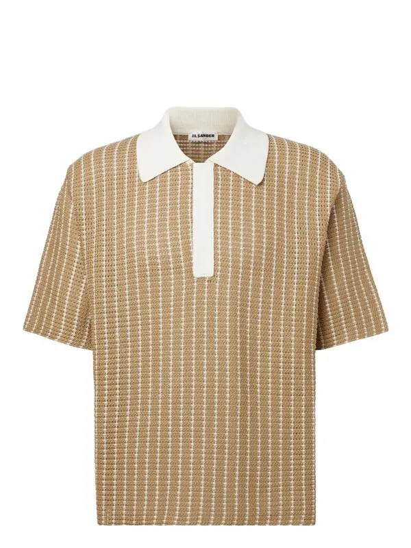 JIL SANDER Knitted Cotton Polo Shirt - Beige