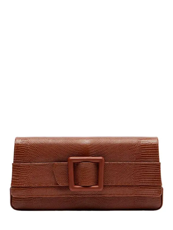 Manolo Blahnik Maygot Snake-effect Leather Clutch - Brown