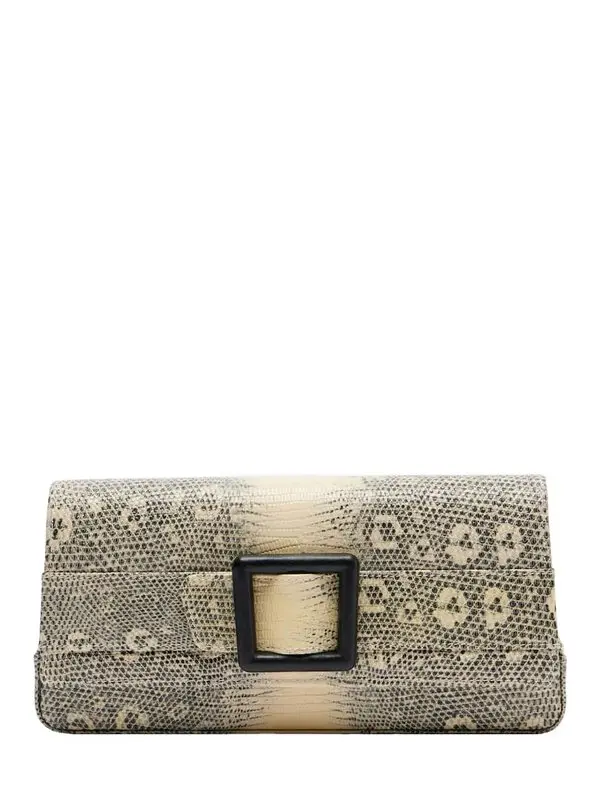 Manolo Blahnik Maygot Snake-effect Leather Clutch - Black
