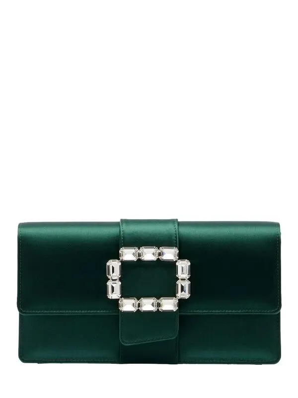 Manolo Blahnik Maycap Embellished Satin Clutch - Green