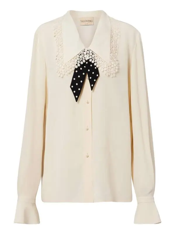 Valentino Garavani Ruffled Silk Crêpe De Chine Blouse - White