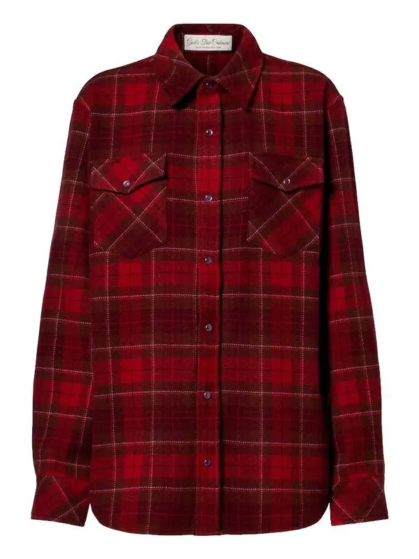 GOD'S TRUE CASHMERE Love Tartan Cashmere Shirt - Red