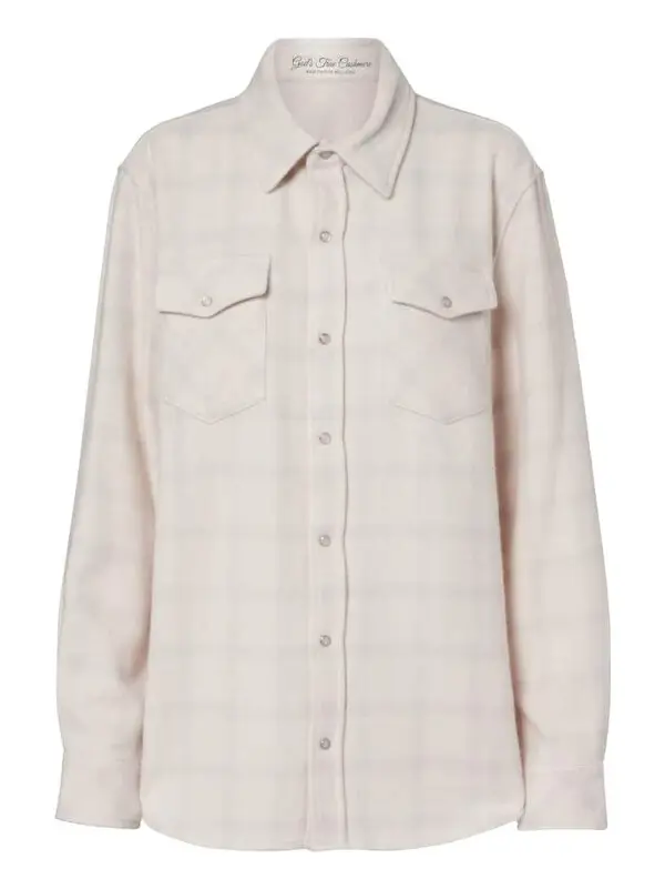 GOD'S TRUE CASHMERE Clarity Plaid Cashmere Shirt - Pink