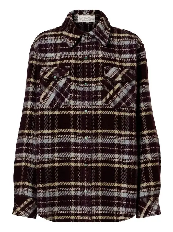GOD'S TRUE CASHMERE Plaid Cashmere Shirt - Burgundy