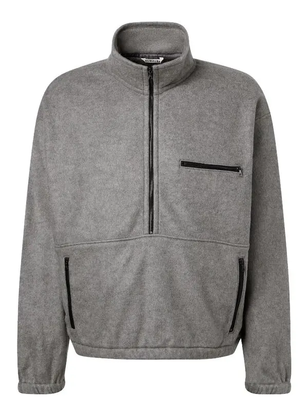 Auralee Silk Fleece Half-zip Sweater - Grey