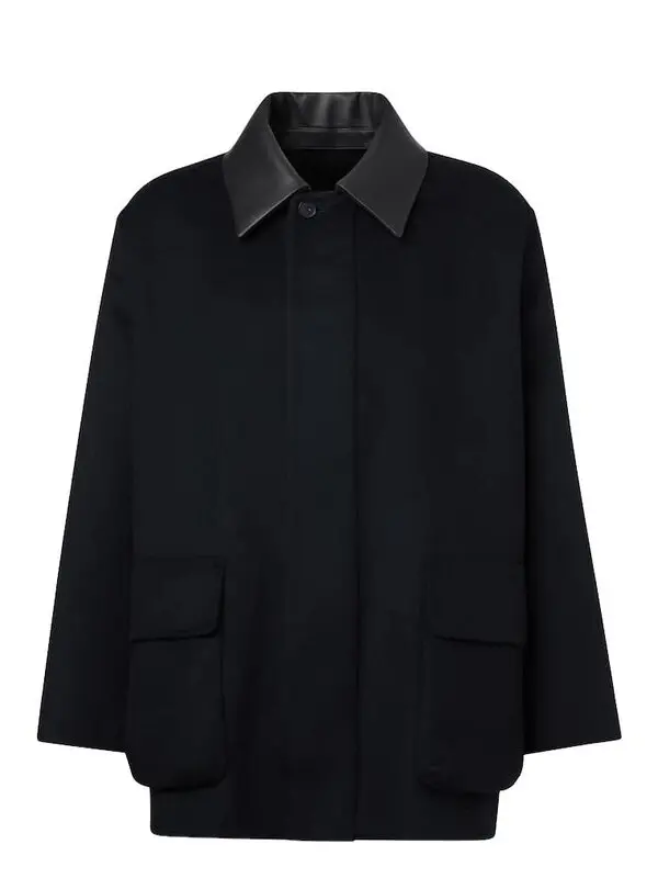 Auralee Leather-trimmed Cashmere Jacket - Black