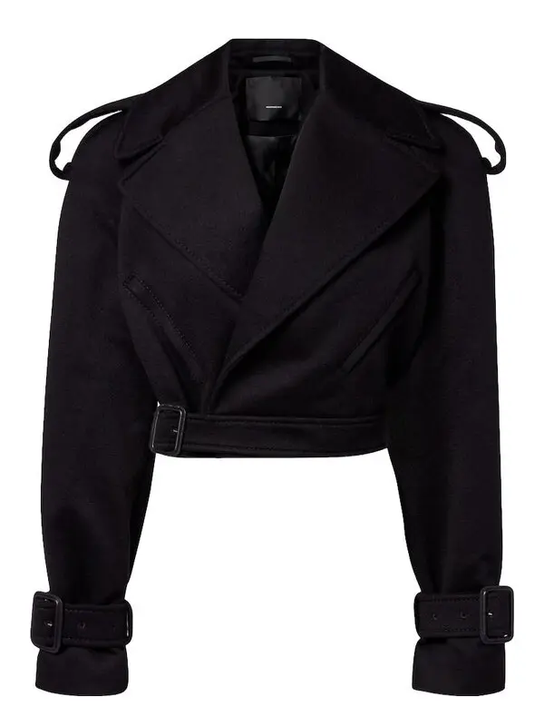 Wardrobe.NYC Cropped Wool Jacket - Black
