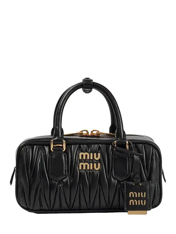 Miu Miu Arcadie Matelassé Leather Tote Bag - Black