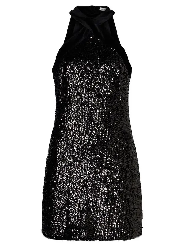 Simkhai Isla Sequined Halterneck Mini Dress - Black
