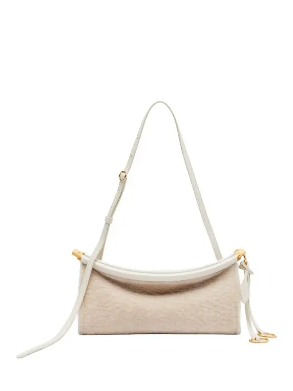 Alaïa Le Click East West Small Shearling Shoulder Bag - White