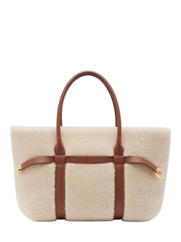 Loro Piana Ghiera Small Shearling-trimmed Tote Bag - Beige