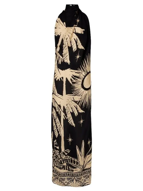 Johanna Ortiz Floral Silk Maxi Dress - Black