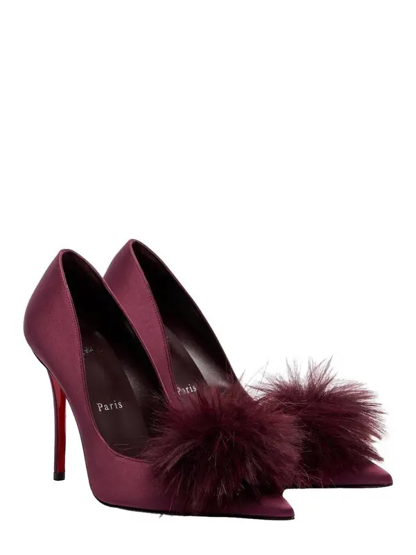 CHRISTIAN LOUBOUTIN Alana 100 Embellished Crêpe Satin Pumps - Burgundy
