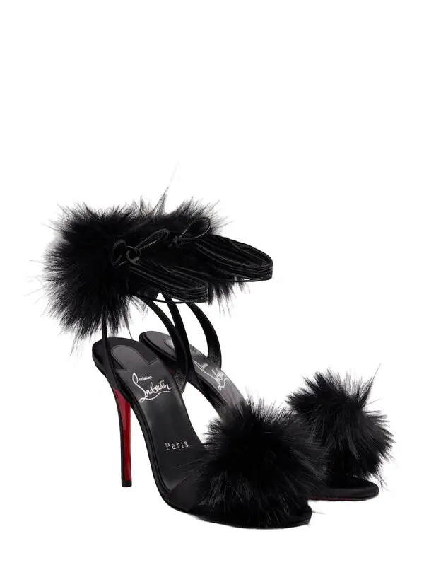 CHRISTIAN LOUBOUTIN Patapompom 100 Crêpe Satin Sandals - Black