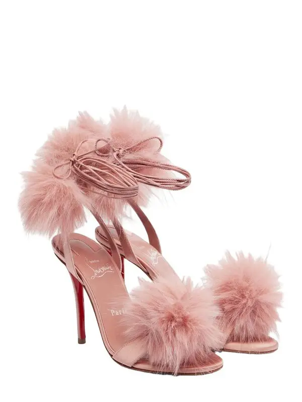 CHRISTIAN LOUBOUTIN Patapompom 100 Crêpe Satin Sandals - Pink