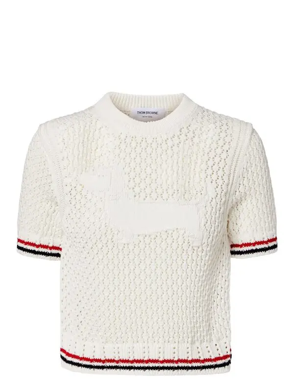 Thom Browne Jacquard Cotton Sweater - White