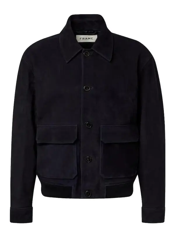 FRAME Suede Blouson Jacket - Blue