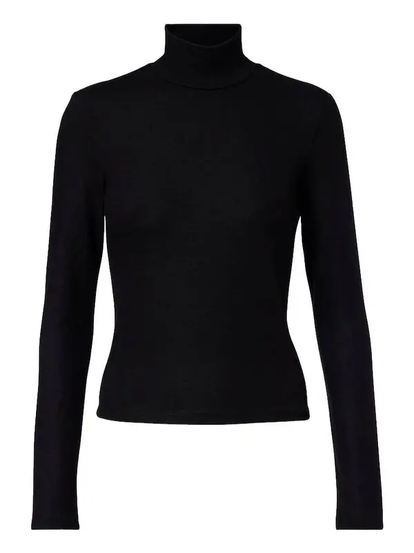LESET Lauren Turtleneck Jersey Top - Black