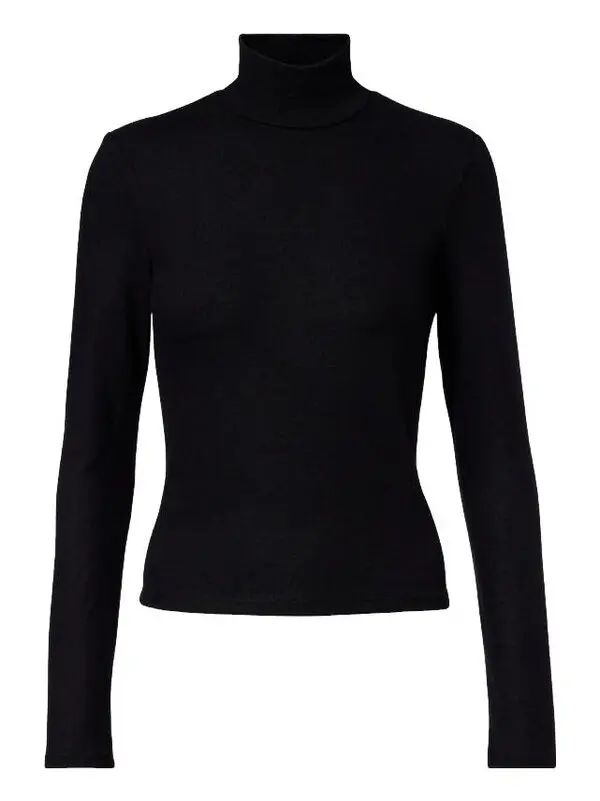 LESET Lauren Turtleneck Jersey Top - Black