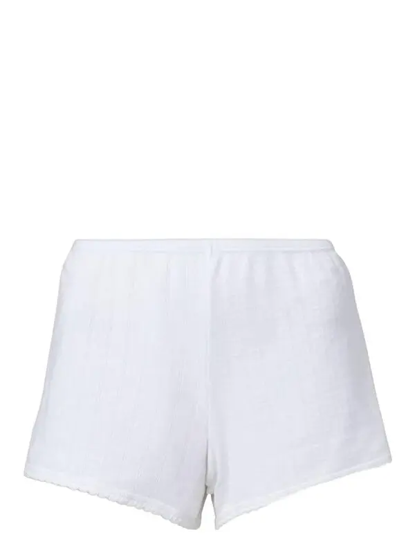 LESET Pointelle Cotton Shorts - White