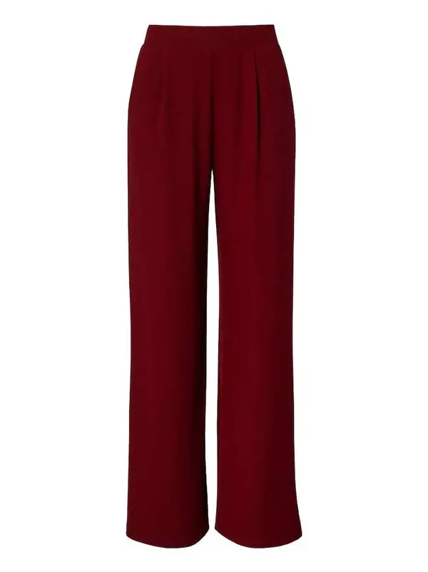 LESET Lauren Pleated Wide-leg Pants - Burgundy