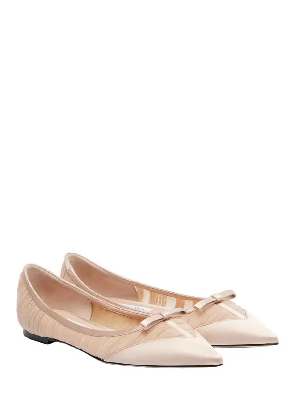 JIMMY CHOO Love Mesh And Satin Ballet Flats - Pink
