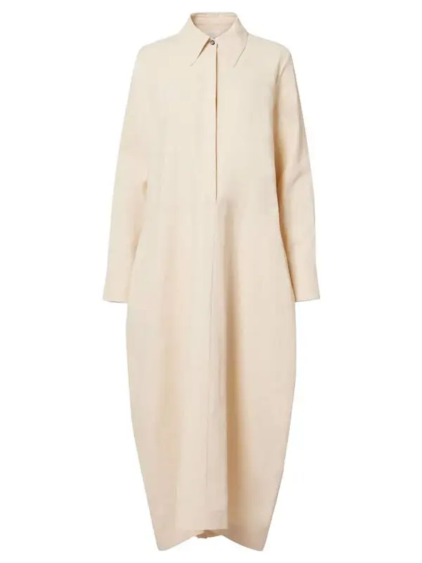 JIL SANDER Oversized Linen Shirt Dress - Pink