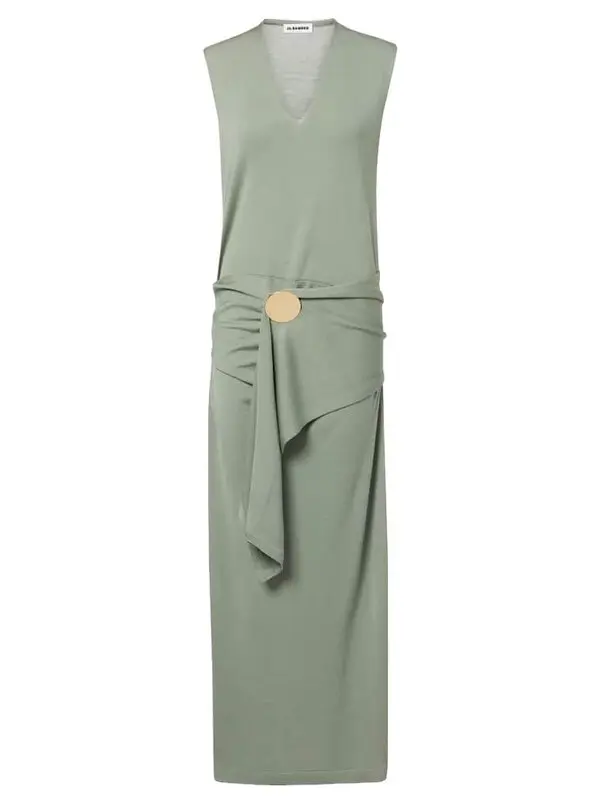 JIL SANDER Virgin Wool Maxi Dress - Green